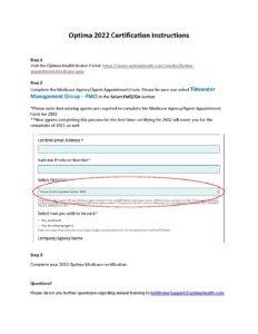 Optima 2022 Certification Instructions | Agent Pipeline